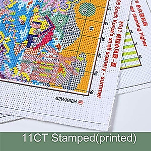 Joy Sunday 11CT Stamped Cross Stitch Kits Cross-Stitch DIY Hand Needlework Kit Needlepoint Kits for Adults King of Foxes 26cmx39cm