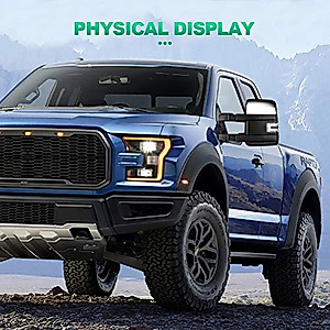 AUTOMUTO Towing Mirrors Left and Right Side Tow Mirrors Power Adjusted Heated Turn Signal Puddle Width Auxiliary Light Chrome Housing Fit Compatible with 2004-2014 For Ford For F-150 Pickup Truck