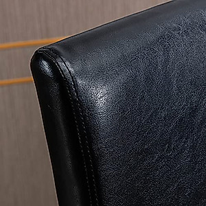 GOTMINSI Set of 2 Classic 24 Inches Counter Height Stools Upholstered Bar Stools with Solid Wood Legs and Black Leather Counter Stool(PU Black)