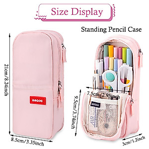 iSuperb Standing Pencil Case 2 Compartments Pencil Pouch Magnetic Mobile Phone Holder Bracket Pen Bag Large Capacity Phone Pouch College Stationery Organizer Storage for Kids Boys Girls