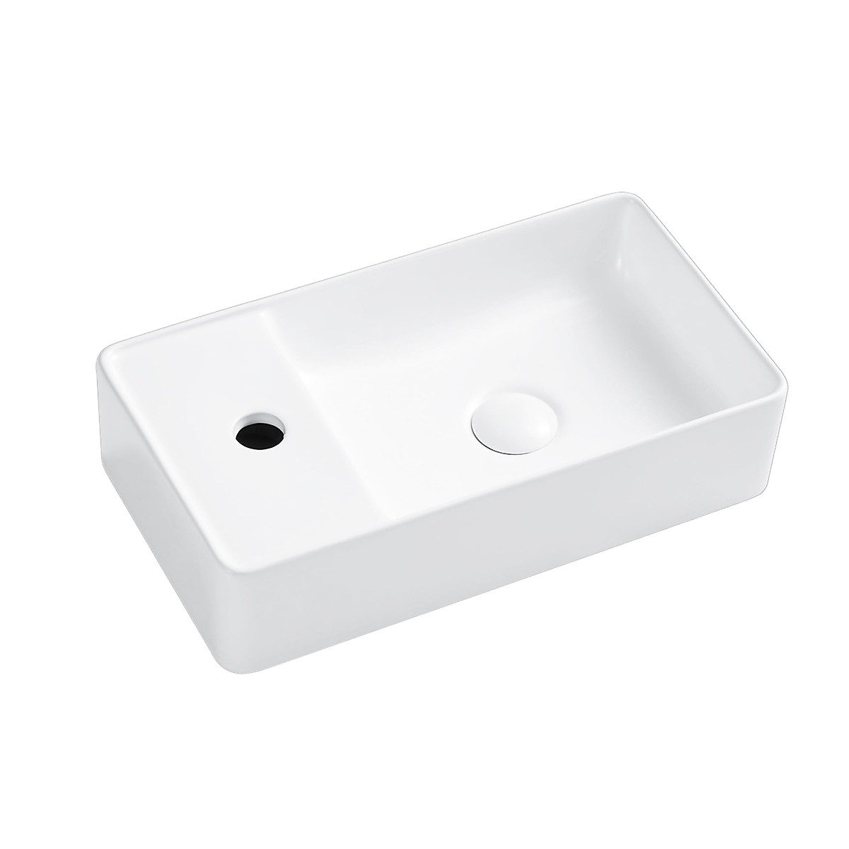 Bathroom Sink 18" x 10" Rectangle, Eridanus Wall Mount Vessel Sink Floating, Modern White Ceramic Porcelain Vitreous Countertop Wash Basin Wall Hang Bowl Space Saving Small Sinks