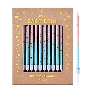CAKE CODE Pink Blue Gold Long Thin Birthday Candles, Cake Candles, Birthday Parties, Wedding Decorations, Party Candles