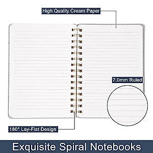 Oneirom Spiral Notebook-6.10" x 8.19" College Ruled Journal with Inner Pockets and 160 Pages,PU Leather Cover Business Journal, Twin-Wire Binding Notebook Perfect for Office & Home School Supplies