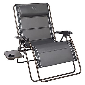 TIMBER RIDGE Oversized Recliner Zero Gravity Chair, Blue-1 Pack & Full Padded Patio Lounger with Side Table 33”Wide Reclining Lawn Chair, Support 500lbs, Gray
