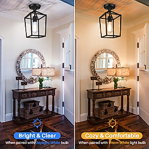 BesLowe 2-Pack Farmhouse Semi Flush Mount Ceiling Light Fixtures for Hallway, Industrial Close to Ceiling Lighting for Entryway Kitchen Foyer Laundry, Black