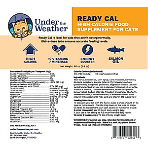 Under the Weather Pet | Ready Cal for Cats 100cc | High Calorie Nutritional Supplement for Weight Gain & Not Eating | 10 Vitamins, 7 Minerals, Omega Fatty Acids