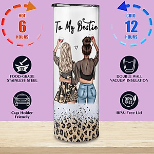 thmasamwr Best Friend Skinny Tumbler With Straw and Lid, Stainless Steel 20oz Insulated Besties Coffee Travel Mug, BFF Gifts Cups for Women and Girls