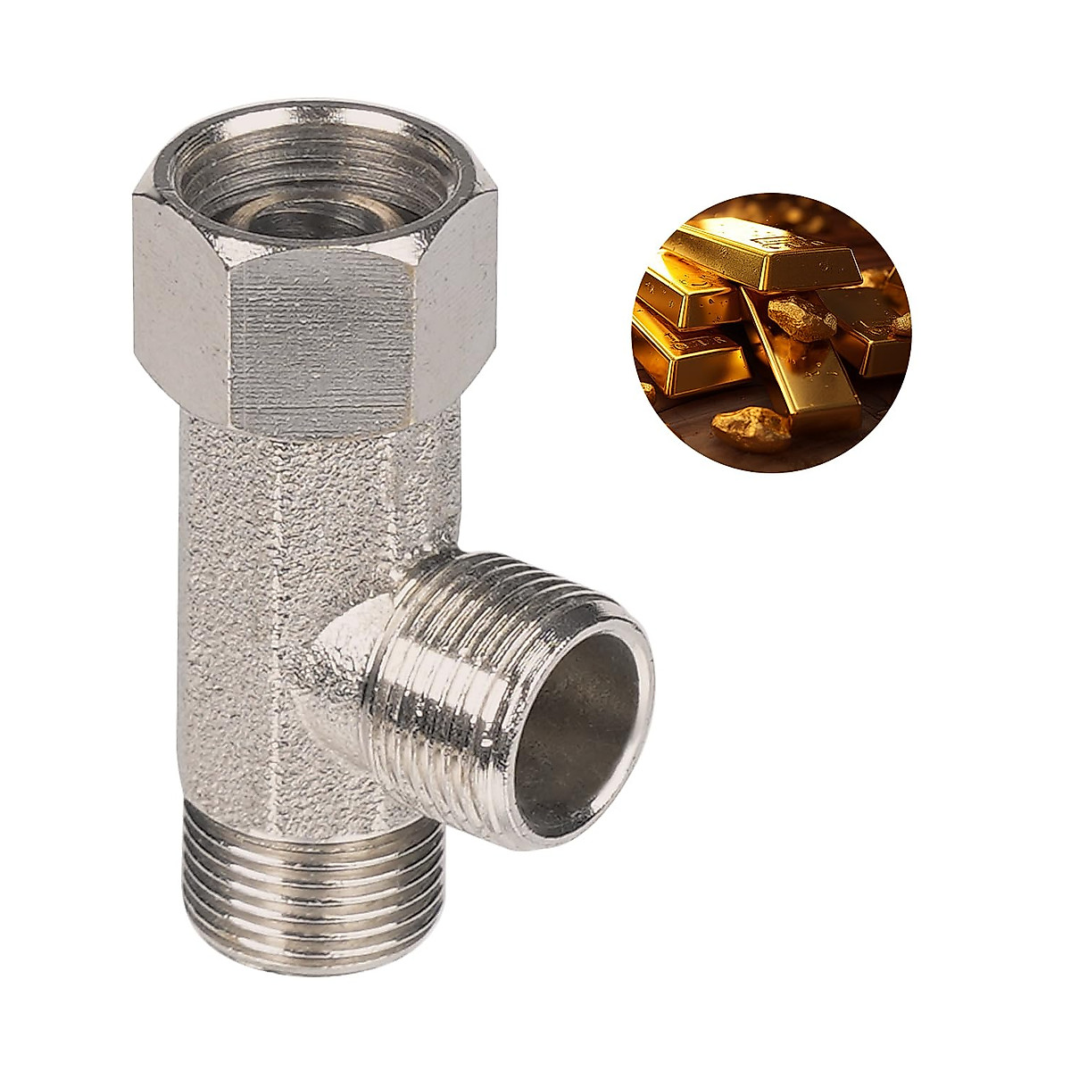 Hibbent Bidet T Adapter, Metal T Valve for Bidet(3/8” x 3/8” x 3/8”), 3 Way Tee Connector Bidet Attachment for Toilet