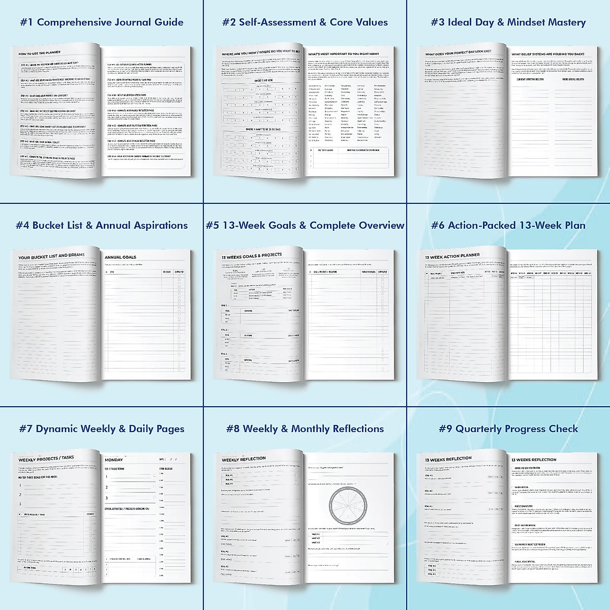 90 Day Goal Setting Journal, Track Progress Daily, Multiple Use Cases, One Journal for All