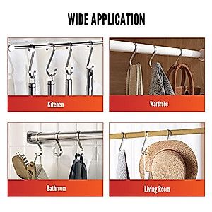 MroMax 304 Stainless Steel S Hooks,77mm/3.03" Silver S Shaped Hook Hangers for Kitchen Bathroom Bedroom Storage Room Office Outdoor Multiple Uses,with Bayonet 4Pcs