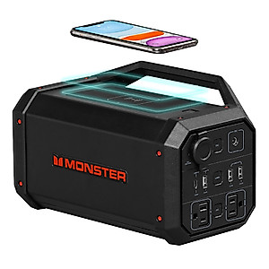 Monster Power Grid Portable Power Station with 296Wh, Charge up to 9 Devices, Rechargeable Outdoor Generator for Camping- Portable Generator, Backup Power Supply for Indoor and Outdoor Activities