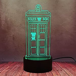 3D LED Night Light Police Box Tardis Touch Remote Control with 16 Color Gradient and Flash Creative Call Box Desk Lamp Home Bedroom Deco Sleep Boy Birthday Gift Best Toy