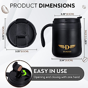 Durossi #1 Dad Coffee Mug with Handle & Lid - Worlds Best Father, Grandpa, Husband, Brother & Friend Gift for Valentines day & Birthday - Travel Gifts Ideas Cup Daughter Son - BPA Free