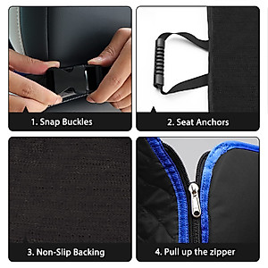 GURETER Dog Car Seat Cover for Front Seat, Dog Car Seat Cover Convertible Dog Booster Seat, Tear Resistant Pet Frontseat Cover for Car, SUV and Truck, Black with Blue Edge, Handbag Packed FCWLAGU7