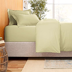Empyrean Bedding 21” Extra Deep Pocket Fitted Sheet - Smart Blend of Luxury Soft Cool Bamboo and Microfiber - Ultra Soft and Silky - Machine Washable - 1 Piece Cal King Size - Sage Olive Green