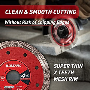 EZARC 4-1/2 inch Super Thin Diamond Blade, Diamond Saw Blades for Angle Grinder, 4.5" Tile Blade for Smooth Cutting Porcelain Ceramic Granite Marble Tile (2-Pack)