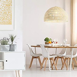 JONATHAN Y JYL6504A Campana 20" 1-Light Bohemian Modern Woven Rattan/Iron LED Pendant Farmhouse Coastal Adjustable Dining Room Living Room Kitchen Island Foyer Bedroom Hallway, Cream