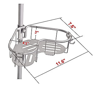 Utopia Alley Flat Shelf Rustproof Shower Caddy, Satin Chrome, Corner Pole Caddy
