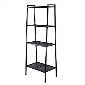 4-Tier Ladder Shelf Bookcase Decor Bookshelf Storage Flower Shelf Plant Display Shelf for Home Office (Black)
