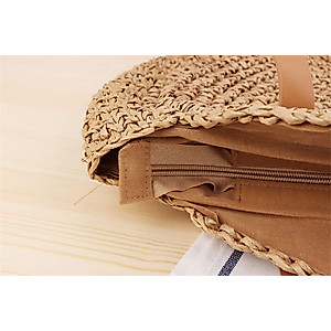 CWCYYDSYY Straw Beach Handbags Summer Handmade Round Corn Woven Shoulder Tote Bohemia Bags Purse for Women(Khaki -1)