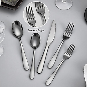 Xingjiake 20 Piece Black Silverware Set, Kitchen Utensils Set, Silverware Cutlery Flatware Set For 4, Stainless Steel Forks And Spoons Cooking Flatware Serving Set, Dishwasher Safe