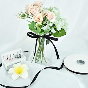 TONIFUL 3/8 Inch x 100yds Black Satin Ribbon Thin Solid Fabric Ribbons Roll for Gift Wrapping Invitation Floral Hair Balloons Craft Sewing Party Wedding Popsicles Decoration Valentine's Day Bouquet