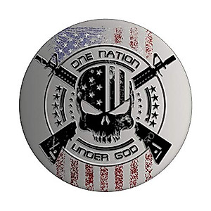 Patriotic USA Warrior One Nation Military Flag Skull PopSockets Swappable PopGrip