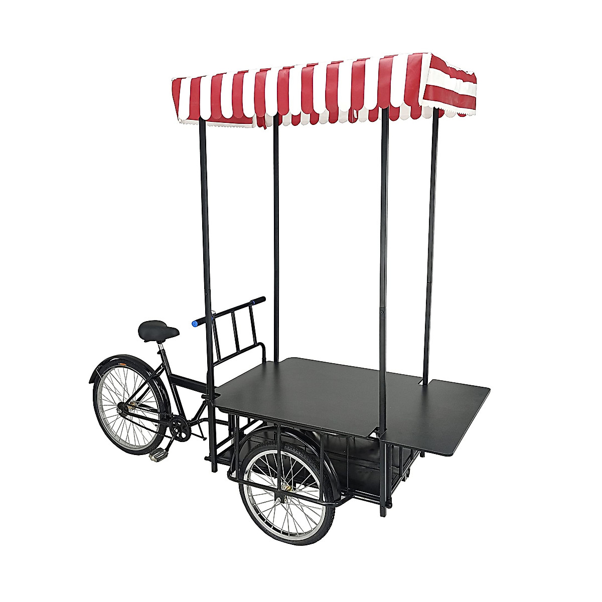 FixtureDisplays® 24" Tire Black Tricyle Vending Cart Ice-Cream Wagon Flower Cart Kiosk Farmers Market Booth Collapsable 10052-NF