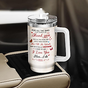 99WHALE Dear Mom Tree Color, Tumbler 40 Oz With Handle Lid And Straw, Mom Gifts, For Tumblers Mommy Modern Be Cups Heart Butterfly Day Straws Mama Simple Handle Momma Insulated