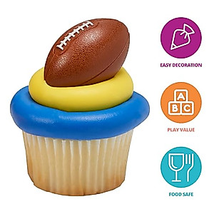 DECOPAC 3D Football Rings, Cupcake Decorations, Food Safe Cake Toppers – 24 Pack, Multicolor