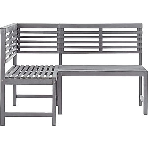 vidaXL Solid Acacia Wood Patio Corner Bench Garden Outdoor Terrace Yard Balcony Furniture Wooden Modern Lounge Bench Seating Seat 55.1"