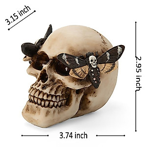 Basuo-9Q Pack of 3 Hear Speak See No Evil Resin Figurines Halloween Decoration Wise Skeletons Statues Black Reapers (Moth-Skulls)