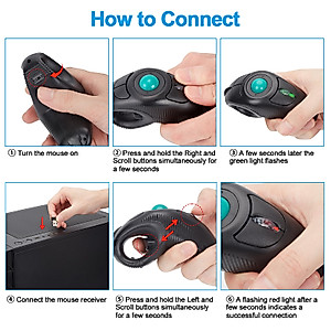 welspo Wireless USB Handheld Finger Trackball Mouse with Laser Pointer