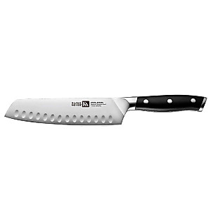 Klaus Meyer Stahl High Carbon Exclusive German Steel 7 inch Santoku Knife (Black)
