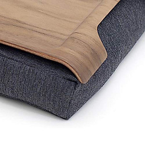 bosign Mini Multi-Purpose Laptray, Anti-Slip, Walnut Wood, Salt and Pepper Gray Cushion