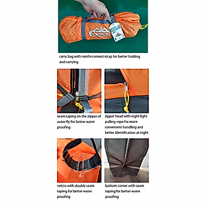 camppal 1 Person Tent Backpacking Camping Hiking Mountain Hunting Tent Lightweight and Waterproof for 4 Season Extreme Space Saving Single Bracket (Orange-with skirt)