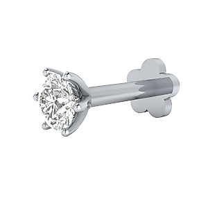 Demira Jewels 1/10 ct IGI Certified Diamond Nosepin/Lip Labret/Monroe Ring - Handcrafted in 14K White Gold, 6mm Post Length, Kimberley Process Compliant