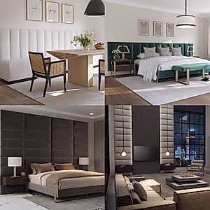 Vänt Upholstered Wall Panels - Queen/Full Size Wall Mounted Headboards - Velvet Dusty Rose - Set of 4 Panels (Each Individual Panel 30"x11.5")