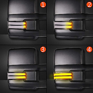 FEIPARTS Tow Mirrors Towing Mirrors Fit for 2008-2013 for Chevy Silverado for GMC Sierra All Models Towing Mirrors with Left Right Side Power Heated LED Turn Signal Running Light Black Housing