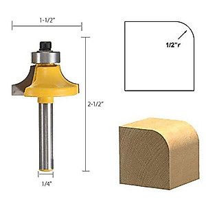 1/4-Inch Shank Roundover Edging Router Bit Set, Woodworking Milling Cutter Tools Corner Rounding Edge-Forming Bit Set 1/8", 1/4", 3/8", 1/2" Radius (4 Pack)
