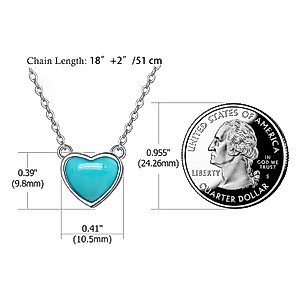 TANGPOET Dainty Turquoise Necklace for Women Sterling Silver Turquoise Heart Pendant Necklaces Blue Stone Jewelry Birthday Christmas Valentines Day Gift for Her