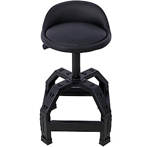 FRITHJILL Heavy Duty Pneumatic 360 Degree Swivel Mechanics Stool with Foam Cushioning and 300 Lb Weight Capacity, Black