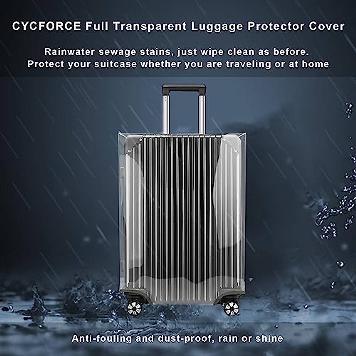 CYCFORCE Luggage Cover Set Clear PVC Luggage Cover & 2-in-one Luggage Strap Thickened Suitcase Cover 28 Inch Luggage Protector for Wheeled Suitcase (28-Inch)