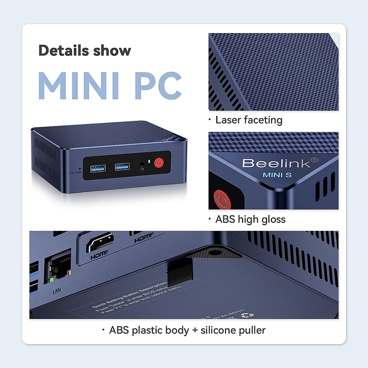Beelink Mini S12 Pro Mini PC Intel 12th Lake N100(up to 3.4GHz 4C/4T), Mini Computers 16GB DDR4 500GB SSD, Dual 1000Mbps Dual HDMI 4K Displays, Support WIFI6/BT5.2/Home/Office/Openwrt/W11 Pro