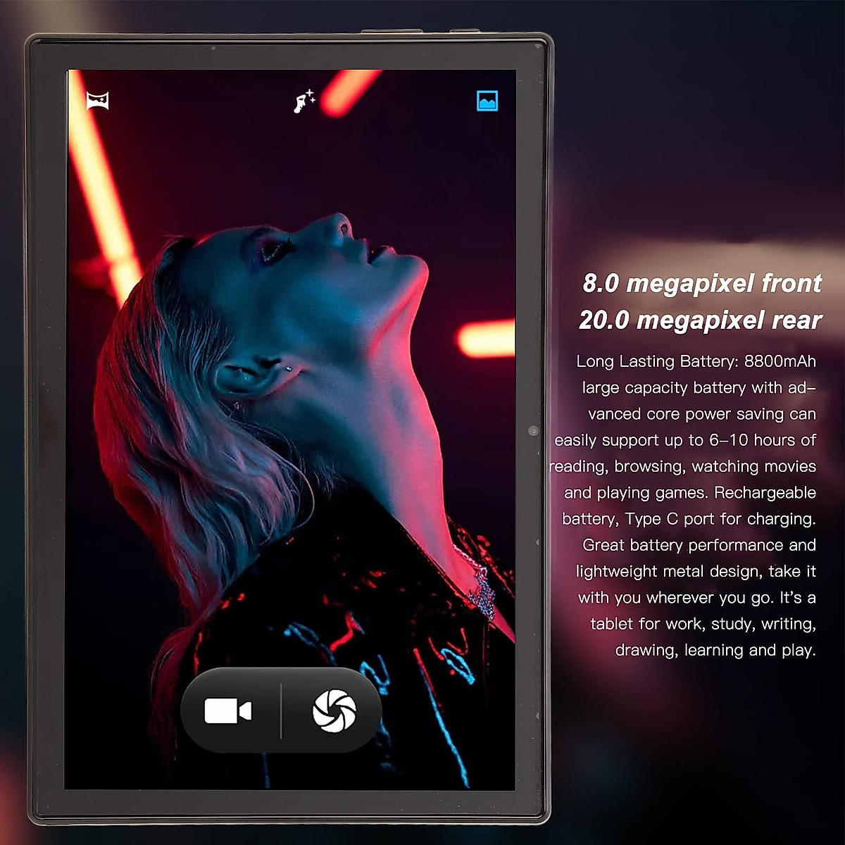 HD Tablet, 10in 1920x1200 IPS Gold Tablet 4G Calling 2.4G 5G Dual Band WiFi 6GB 128GB Tablet Built 8800mAh Large Capacity Battery PC 100 to 240V