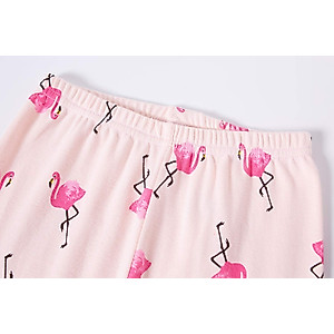 Popshion Little Girls Pajamas Sets Toddler Long Sleeve Leggings Outfits 2 Piece for Kids(Flamingos-6217 6T)
