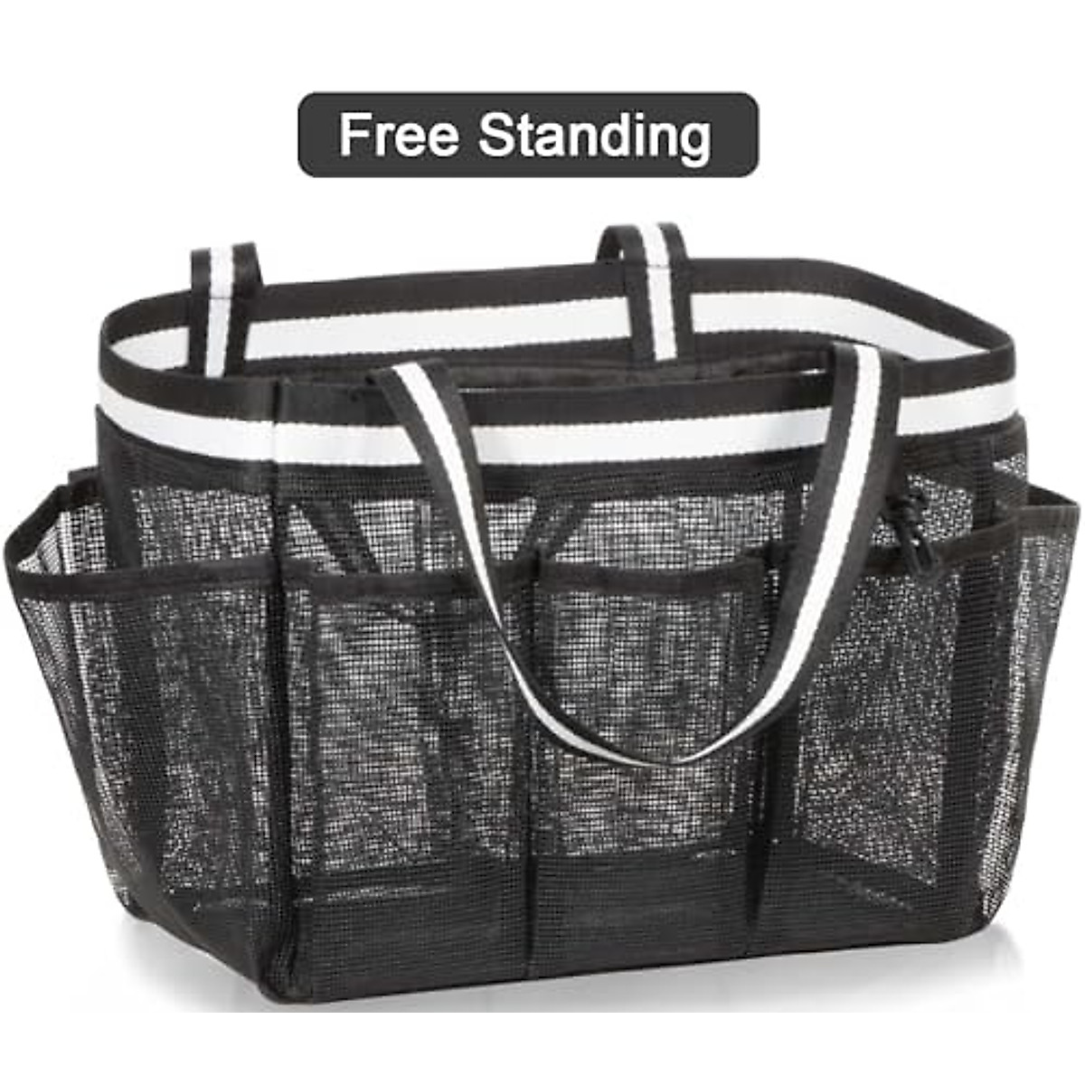 fiezkaa Mesh Shower Caddy Portable Shower Bag for College Dorm Camping Travel Gym(Black)