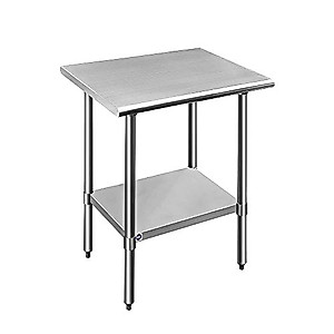 ROCKPOINT Stainless Steel Table for Prep & Work 30x24 Inches, NSF Metal Commercial Kitchen Table with Adjustable Under Shelf and Table Foot for Restaurant, Home and Hotel