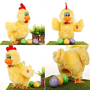 AOSUYOU Animal Toy Chicken Laying Egg Electric Plush Crazy Chicken Crazy with Sound Music