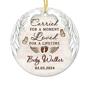 TheUnifury Personalized Memorial Ornament Baby Angel Ornament - Carried for A Moment Loved for A Lifetime - Infant Loss, Stillbirth, Stillborn, Miscarriage